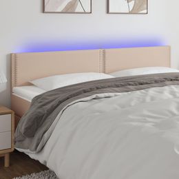 vidaXL LED Kopfteil Cappuccino-Braun 200x5x78/88 cm Kunstleder