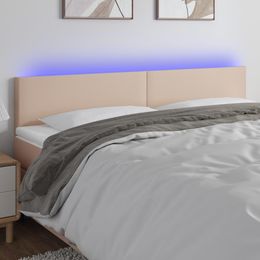 vidaXL LED Kopfteil Cappuccino-Braun 200x5x78/88 cm Kunstleder