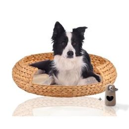 Rohrschneider &reg; runder Hundekorb aus geflochtener Wasserhyazinthe, Hundesofa f&uuml;r kleine, mittelgro&szlig;e und gro&szlig;e Hunde