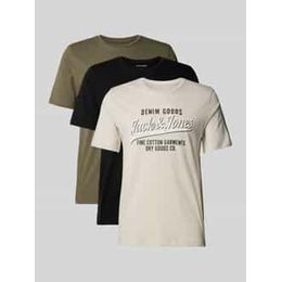 Jack & Jones T-Shirt mit Label-Print Modell 'ETHAN' im 3er-Pack