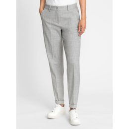 Bundfaltenhose Inspirationen, Damen, Gr. 20, Kurzgrößen, grau (hellgrau, meliert), 63% Polyester, 33% Viskose, 4% Elasthan, meliert, lang, Hosen