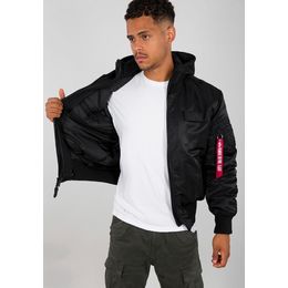 Bomberjacke Alpha Industries "MA-1 ZH Back Print", Herren, Gr. XXL, schwarz (285 schwarz, reflective), Web, Obermaterial: 100% Nylon. Futter: 100% Nylon. Kapuze: 75% Baumwolle, 25% Polyester, bedruckt, Modisch, slim fit, Rundhals, Rippbündchen, Jacken