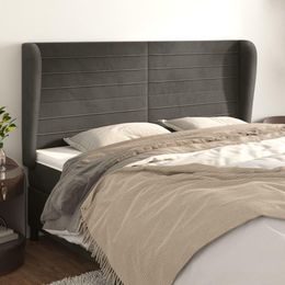 vidaXL Kopfteil mit Ohren Dunkelgrau 183x23x118/128 cm Samt