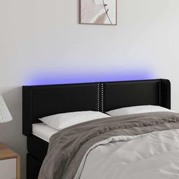 vidaXL LED Kopfteil Schwarz 147x16x78/88 cm Kunstleder
