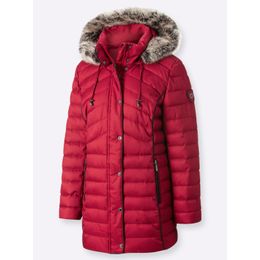 WITT Damen Steppjacke mit abnehmbarem Pelz-Imitat, rot-kirsche-gemustert, Gr&ouml;&szlig;e 18