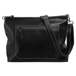 Umhängetasche Samantha Look Gr. B/H/T: 30cm x 24cm x 10cm onesize, schwarz, Damen, Leder, unifarben, leicht glänzend, Taschen, echt Leder, Made in Italy