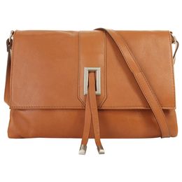 Umhängetasche CLUTY, Damen, Gr. B/H/T: 31cm x 22cm x 5cm onesize, braun (cognac), Leder, used, Taschen, echt Leder, Made in Italy