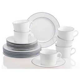 Kaffeeservice RETSCH ARZBERG "Geschirr-Set, Service Heike Blaurand", weiß (weiß, blau), 18 tlg., Porzellan, Geschirr-Sets, maritimer, blauer Rand, Made in Germany, 18 Teile, für 6 Personen