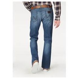 Bootcut-Jeans Wrangler "Jacksville" Gr. 32, Länge 34, blau (high, blau), Herren, Obermaterial: 92% Baumwolle, 7% Polyester, 1% Elasthan, Jeans