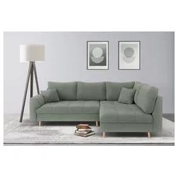 Ecksofa Home Affaire "CHARRE incl. 3 Zierkissen", grün (mint), B:231cm H:81cm T:161cm, 100% Polyester, Sofas, L-Form, feine Steppung, lose Rückenkissen, auch in Cord und Bouclé