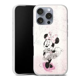 DeinDesign iPhone 16 Pro Handy Silikon H&uuml;lle Case wei&szlig; Handyh&uuml;lle Vintage Minnie Mouse Disney Silikon Case