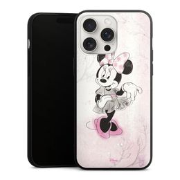 DeinDesign iPhone 15 Pro Max Handy Premium Silikon H&uuml;lle Handyh&uuml;lle schwarz Case Vintage Minnie Mouse Disney Silikon Premium Case