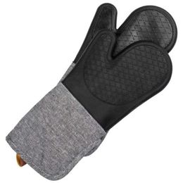 Topfhandschuhe Silikon Ada Schwarz, 2er, hitzebeständige Silikon-Kochhandschuhe, Schwarz, Baumwolle grau, Silikon schwarz - schwarz - Wenko