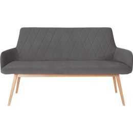 Sitzbank Home Affaire "Brest", grau (grau, eiche farbe), B:160cm H:88cm T:60cm, Polyester, Sitzbänke, Sitz und Rücken gepolstert, mit Rautensteppung, Breite 160 cm