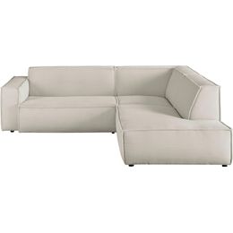 Ecksofa 3C CANDY "Matteo in elegant, kubischer Formensprache, bequem, L-Form", grau (light grau), B:254cm H:72cm T:224cm, 88% Polyester, 12% Polyacryl, Sofas, Ecksofa, mit auff&auml;lliger Kedernaht, Cord-Bezug, Lounge-Charakter