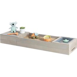 Sandkasten Muddy Buddy "Space Saver", grau, Sandkästen, Kinder, B/H/L: 45cm x 20cm x 150cm, Holz, warmgrau; FSC - schützt Wald - weltweit, B:45cm H:20cm L:150cm