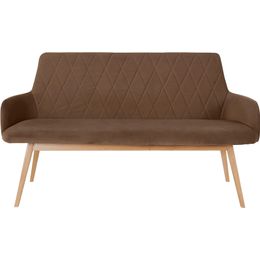 Sitzbank Home Affaire "Brest", braun (braun, eiche farbe), B:160cm H:88cm T:60cm, Polyester, Sitzbänke, Sitz und Rücken gepolstert, mit Rautensteppung, Breite 160 cm