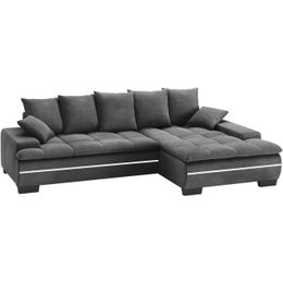 Ecksofa MR. COUCH "Haiti II, L-Form", schwarz (memphis 17 schwarz), B:280cm H:87cm T:180cm, Memphis (Grundgewebe - 100% Polyester; Nutzschicht- 90% Polyester / 10% Polyamide), Sofas, RGB-LED Beleuchtung, Kaltschaum, wahlweise mit Bett, Bettkasten