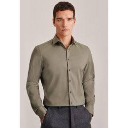 Businesshemd Seidensticker, Herren, Gr. S (38), normale Ärmellängen, grün, 93% Polyester 7% Elastan, unifarben, slim fit, Langarm 2-Knopf-Manschette, Hemden, Slim Kentkragen Uni