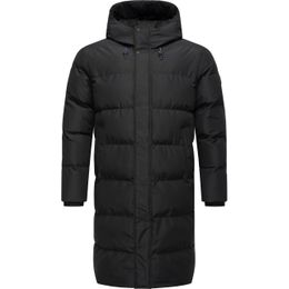 Steppmantel Ragwear "Nordwey", Herren, Gr. L (52), schwarz, Obermaterial: 100% Polyester; Futter: 100% Polyester; Wattierung: 100% Polyester, Modisch, gerade knieumspielend, hoch geschlossener Ausschnitt, Ärmel ohne Ärmelschlitz Rippstrickbündchen, Mäntel, Wasserdichter Herren Wintermantel mit verstellbarer Kapuze