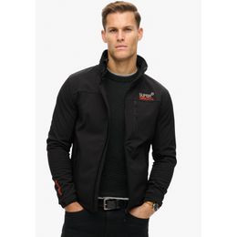 Outdoorjacke Superdry "SOFTSHELL TREKKER TRACK JACKET", Herren, Gr. S, schwarz, Web, Obermaterial: 95% Polyester, 5% Elasthan, unifarben, modisch, relaxed fit, Jacken