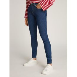 Skinny-fit-Jeans Tommy Hilfiger "COMO Skinny Regular Waist", Damen, Gr. 28, Länge 32, ace, Denim/Jeans, Obermaterial: 78% Baumwolle, 11% Lyocell, 7% Elastomultiester, 4% Elasthan, unifarben, casual, skinny fit knöchellang, Jeans, mit Logo-Badge, in Knöchellänge