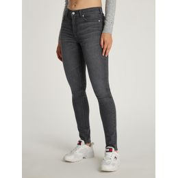 Skinny-fit-Jeans Tommy Jeans "Nora Mid Rise Skinny", Damen, Gr. 29, Länge 30, schwarz (denim schwarz1), Denim/Jeans, Obermaterial: 92% Baumwolle, 6% Elastomultiester, 2% Elasthan, unifarben, casual, skinny fit knöchellang, Jeans, mit Waschung, mit Logo-Badge