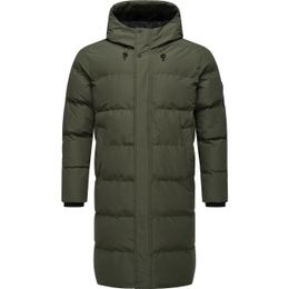 Steppmantel Ragwear "Nordwey", Herren, Gr. L52, grün (olivgrün), Obermaterial: 100% Polyester; Futter: 100% Polyester; Wattierung: 100% Polyester, gerade knieumspielend, hoch geschlossener Ausschnitt, Ärmel ohne Ärmelschlitz Rippstrickbündchen, Mäntel, Wasserdichter Herren Wintermantel mit verstellbarer Kapuze