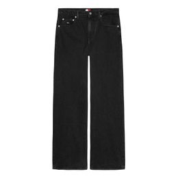 Relax-fit-Jeans Tommy Jeans "Mia Mid Rise Relaxed Straight" Gr. 28, Länge 30, schwarz (denim schwarz), Damen, Denim/Jeans, Obermaterial: 99% Baumwolle, 1% Elasthan, unifarben, Jeans, in blauer Waschung, mit Hammerschlaufe