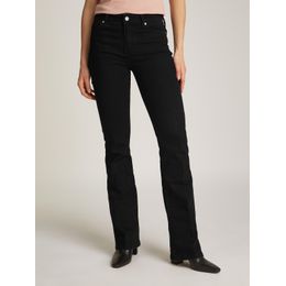 Bootcut-Jeans Tommy Hilfiger "Bootcut Regular Waist" Gr. 25, Länge 32, schwarz, Damen, Denim/Jeans, Obermaterial: 98% Baumwolle, 2% Elasthan, unifarben, Jeans, mittlere normale Leibhöhe, mit Bügelfalten, mit Nieten