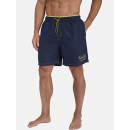 Badeshorts Jan Vanderstorm "Badeshorts LEEMES", Herren, Gr. XL, N-Gr, blau (dunkelblau), Obermaterial: 100% Polyester PES., casual, Badehosen, mit Mesh und Seitentaschen