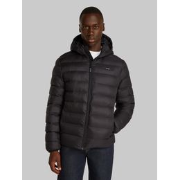 Outdoorjacke Calvin Klein "RECYCLED HOODED PUFFER JACKET" Gr. L, schwarz (ck schwarz), Herren, Web, Obermaterial: 100% Polyester. Futter: 100% Polyester. Wattierung: 100% Polyester, unifarben, Jacken, mit Logopatch