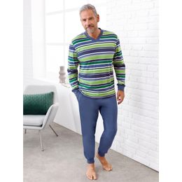 KINGsCLUB Herren Schlafanzug, jeansblau-gestreift, Größe 44/46