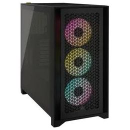 Corsair PC-Gehäuse "iCUE 4000D RGB Airflow Tempered Glass Mid-Tower, Black", schwarz, B:23cm H:46,6cm T:45,3cm, Computergehäuse