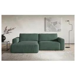 Ecksofa COTTA "Lasso L-Form, XL-Sofa", grün (racing grün), B:288cm, 100% Polyester, Sofas, mit breiter Recamiere im trendigen Cord oder angenehmen Strukturstoff