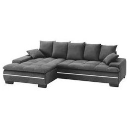 Ecksofa MR. COUCH "Haiti II, L-Form", schwarz (memphis 17 schwarz), B:280cm H:87cm T:180cm, Memphis (Grundgewebe - 100% Polyester; Nutzschicht- 90% Polyester / 10% Polyamide), Sofas, RGB-LED Beleuchtung, Kaltschaum, wahlweise mit Bett, Bettkasten