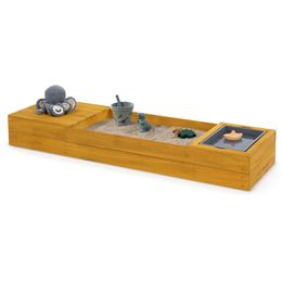 Sandkasten Muddy Buddy "Space Saver", gelb (ocker), Sandkästen, Kinder, B/H/L: 45cm x 20cm x 150cm, Holz, mit Matschwanne und Staufach; FSC - schützt Wald - weltweit, B:45cm H:20cm L:150cm