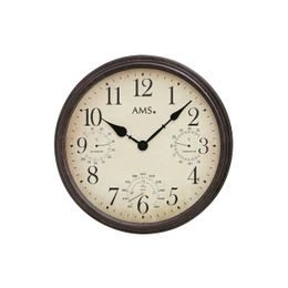 Wanduhr AMS "W9463", braun, Wanduhren, Ø 42cm, Quarzuhr,Wohnzimmer,Esszimmer,Küche,Arbeitszimmer,Büro,Flur