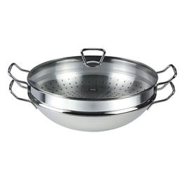 Wok Fissler "Nanjing", silber (edelstahlfarben), Ø:36cm, Pfannen, Ø 36 cm, Induktion