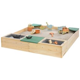 Sandkasten Muddy Buddy "Beach Rebel", beige (natur, grün), Sandkästen, Kinder, B/H/L: 125cm x 20cm x 135cm, Holz, natur - salbeigrün; FSC - schützt Wald - weltweit, B:125cm H:20cm L:135cm