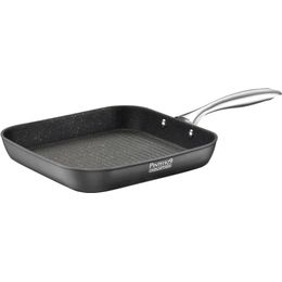 Pinti Inox Grillpfanne PINTINOX "ST1", grau (schwarz, edelstahlfarben), B:26cm H:4,1cm L:26cm Ø:26cm, Pfannen, 3-lagige Antihaftbeschichtung, Induktionsgeeignet, 26x26 cm