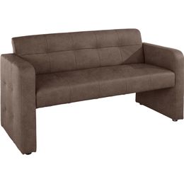 Polsterbank exxpo - SOFA FASHION "Barista Küchensofa, Sitzhöhe 49cm, kompakte Stellmaße", braun, B:162cm H:82cm T:68cm, Microfaser (Zusammensetzung: 100% Polyester), Lederfaserstoff (Grundgewebe 41% Lederfaser, 39% Polyester, 20% Baumwolle), Sitzbänke, Frei im Raum stellbar