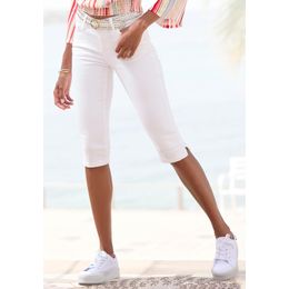 Beach Time 3/4-Hose BEACHTIME Gr. 34, N-Gr, weiß, Damen, Denim/Jeans, Obermaterial: 98% Baumwolle, 2% Elasthan, Hosen 5-Pocket-Jeans, mit Elasthan, Caprihose, Sommerhose