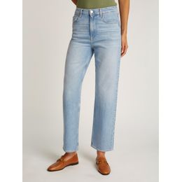 Straight-Jeans Tommy Jeans "Layla High Rise Slim Straight" Gr. 27, Länge 30, blau (denim light), Damen, Denim/Jeans, Obermaterial: 99% Baumwolle, 1% Elasthan, unifarben, Jeans, in Knöchellänge