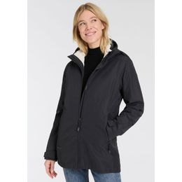 3-in-1-Funktionsjacke CMP "WOMAN LONG JACKET ZIP HOOD DETACHABLE", Damen, Gr. 46, schwarz, Obermaterial: 100% Polyester. Futter: 100% Polyester. Wattierung: 100% Polyester, unifarben, sportlich, hoch geschlossener Ausschnitt, Langarm, Jacken