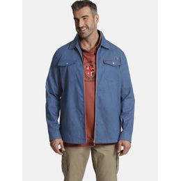 Outdoorjacke CHARLES COLBY "Outdoorhemd SIR REEVES", Herren, Gr. 60, blau, Obermaterial: 100% Baumwolle CO., unifarben, klassisch, comfort fit normal, Langarm, Hemden Shacket Übergangsjacke