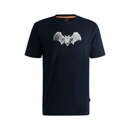 T-Shirt BOSS Orange Gr. L, blau (dunkelblau404), Herren, Single Jersey, Obermaterial: 100% Baumwolle, bedruckt, Shirts, mit Druck