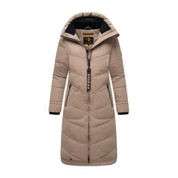 Winterjacke Marikoo "Benikoo" Gr. XL, grau (taupe grau), Damen, Obermaterial: 92% Nylon, 8% Elasthan; Futter: 100% Polyester; Wattierung: 100% Polyester; Ärmelfutter: 100% Polyester, Jacken, langer Winter Mantel gesteppt, Topseller