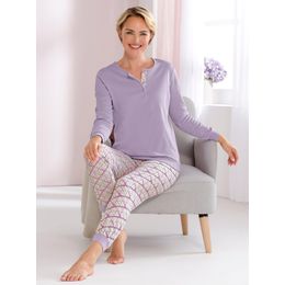 wäschepur Schlafanzug WÄSCHEPUR, Damen, Gr. 36/38, lila (flieder), 100% Baumwolle, Homewear-Sets