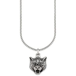 Kette mit Anhänger Bruno Banani "Schmuck Geschenk, Halskette Tiger, Venezianerkette", silber (edelstahlfarben), Halsketten, Herren, Edelstahl, L: 55cm B: 3mm, B:3mm